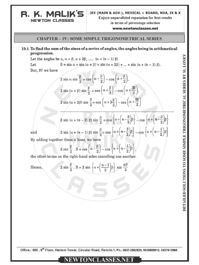 Some Simple Trigonometrical Series | PDF