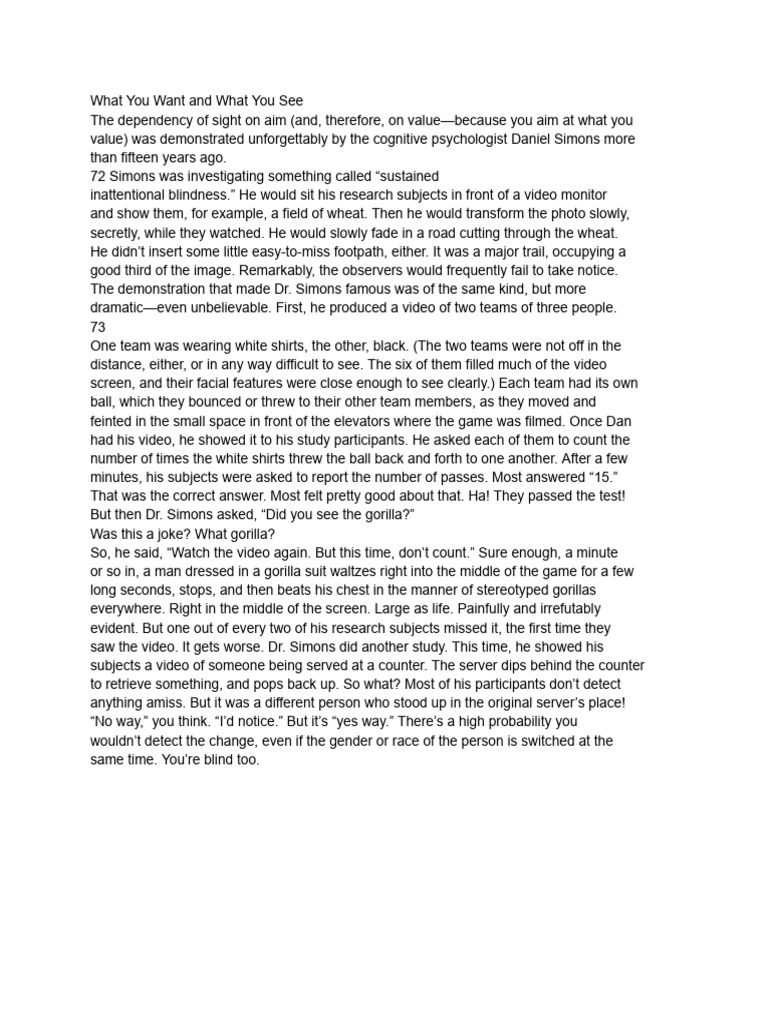 Inattentional Blindness Explained | PDF | Cognitive Science | Cognitive ...