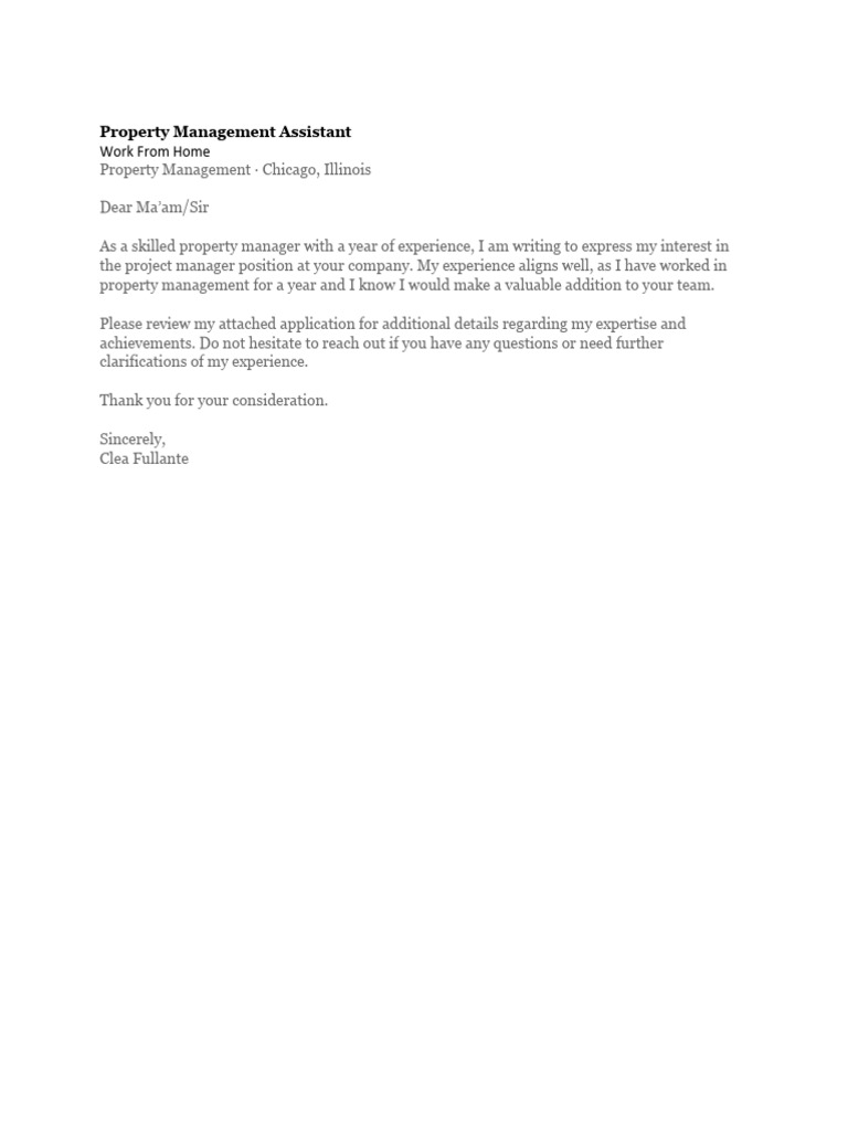 Property Management Assistant Application | PDF | Career & Growth