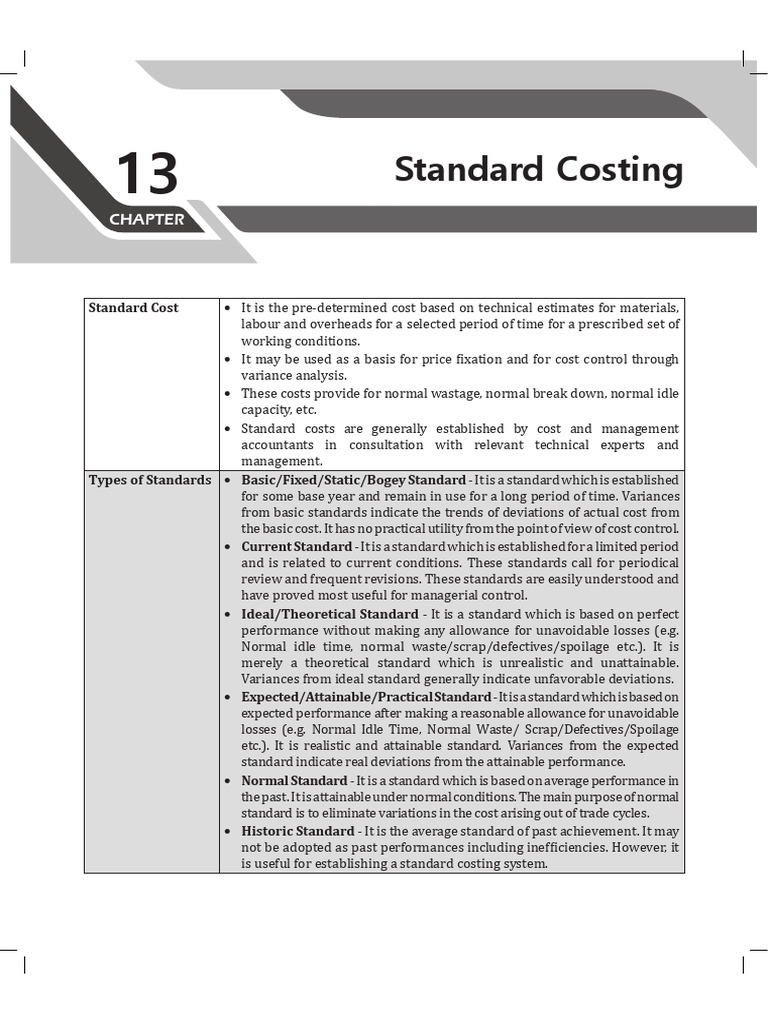 Standard Costing | PDF | Cost Accounting | Labour Economics