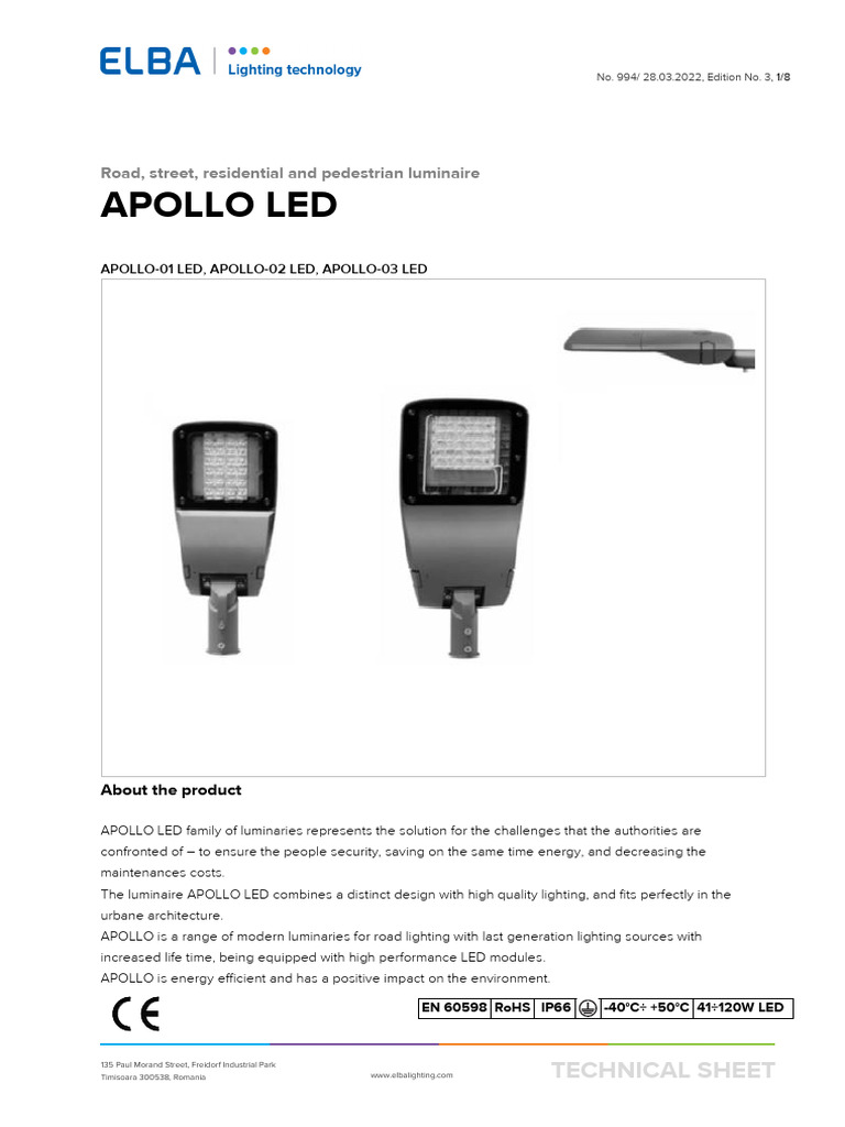 APOLLO 01 02 03 LED - IP66 - Eng - Ed3sn | PDF | Lighting | Light ...
