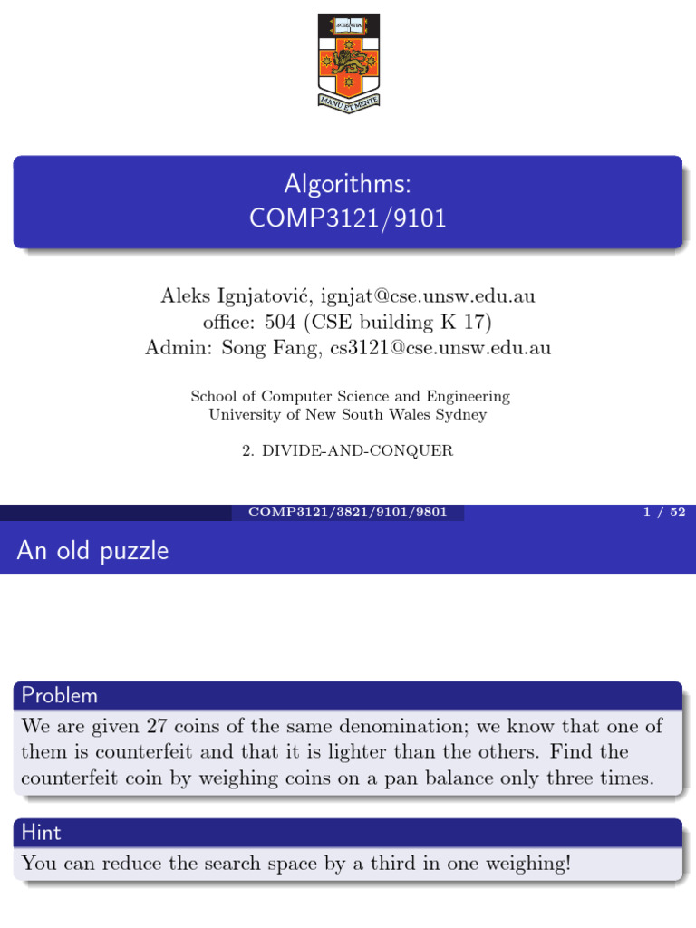 2 Divide and Conquer | PDF | Mathematics | Applied Mathematics