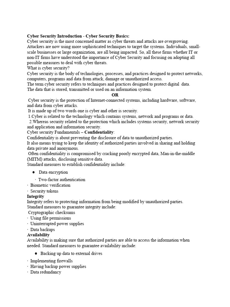 Cyber Security Introduction Pdf Security Computer Security
