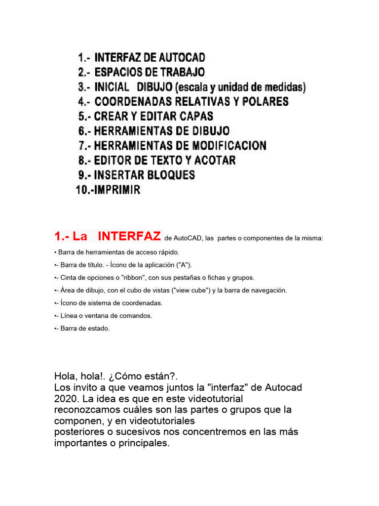 Partes de la Interfaz de AutoCAD 2020 | PDF | Cad automático ...