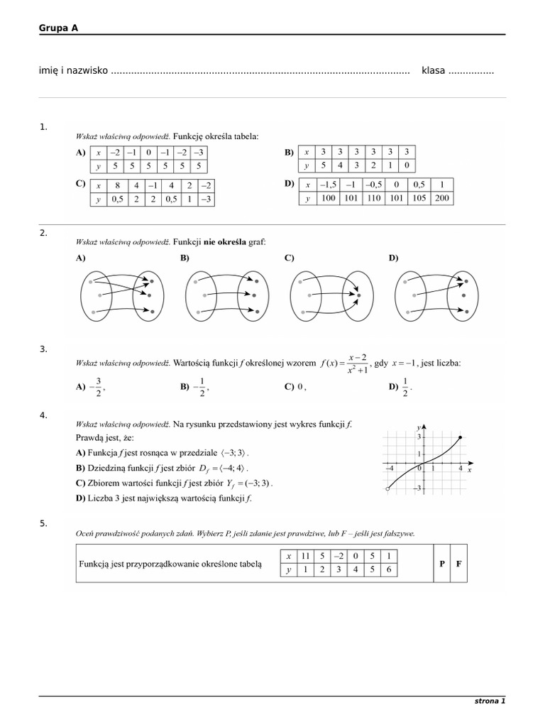 Funkcja I Jej Własności. | PDF