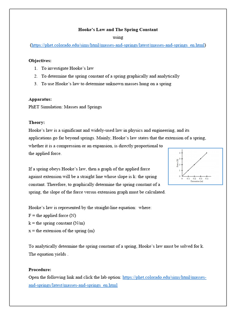 Ideal-Spring-Lab-Activity (1) | PDF | Force | Weight