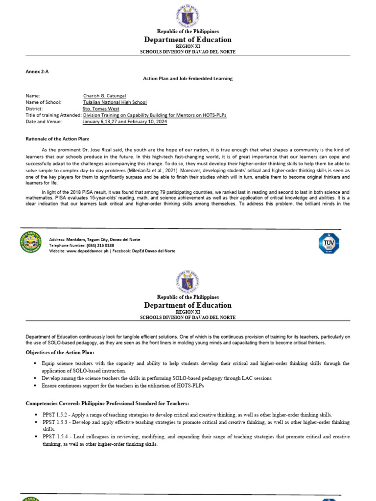 Hots PLP Solo | PDF | Lesson Plan | Teachers