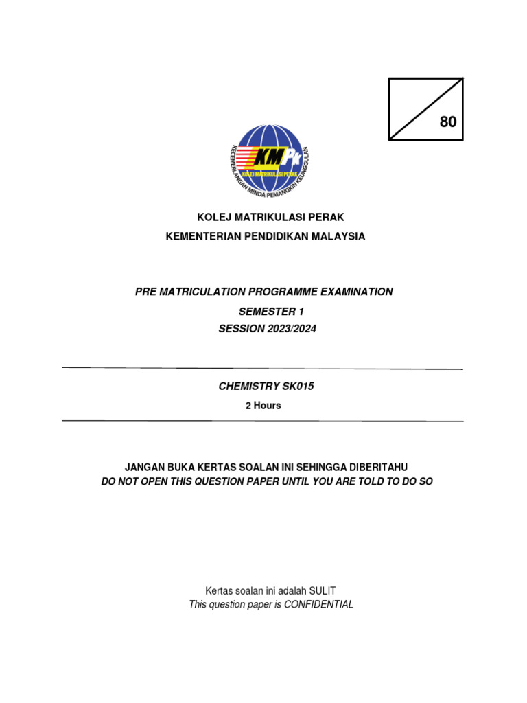 Kmpk Sk015 2324 (Question) | PDF | Gases | Atoms