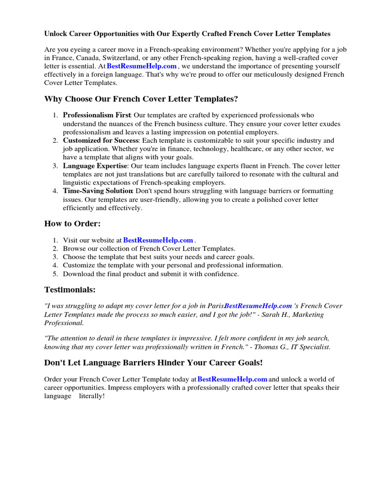 French Cover Letter Template | PDF | Teachers | Curriculum