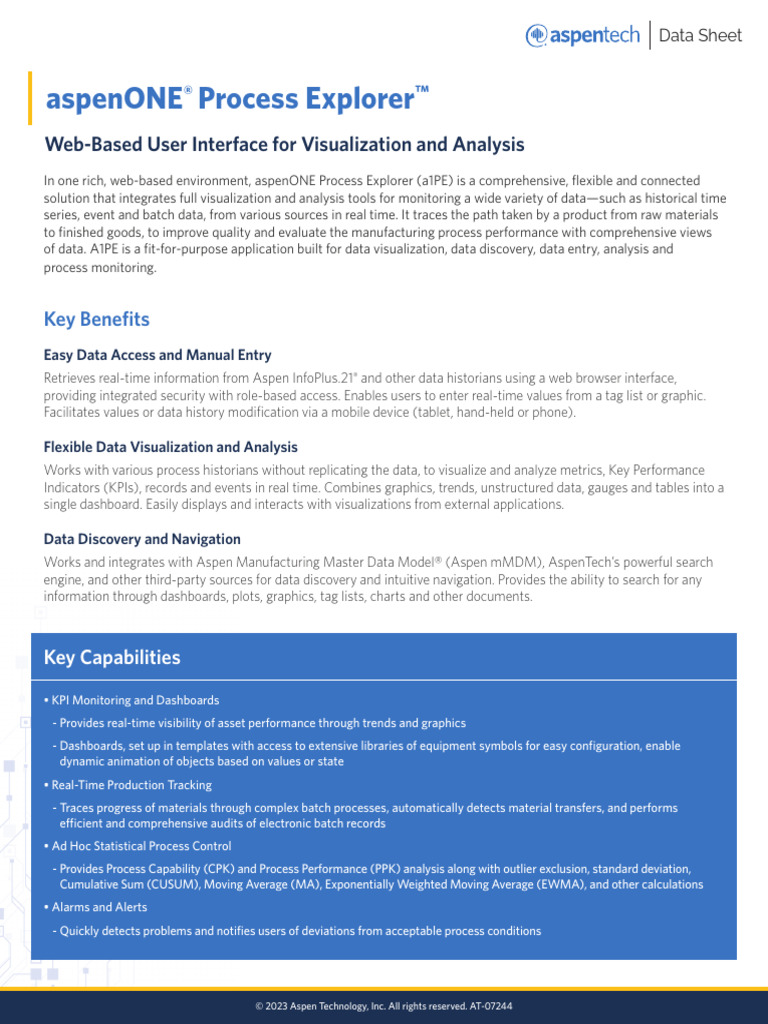 aspenONE Process Explorer Datasheet | PDF | Performance Indicator | Data
