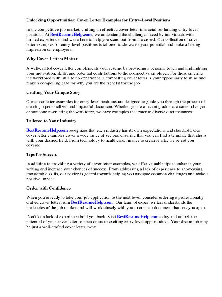 Cover Letter Examples No Experience | PDF | Résumé | Experience
