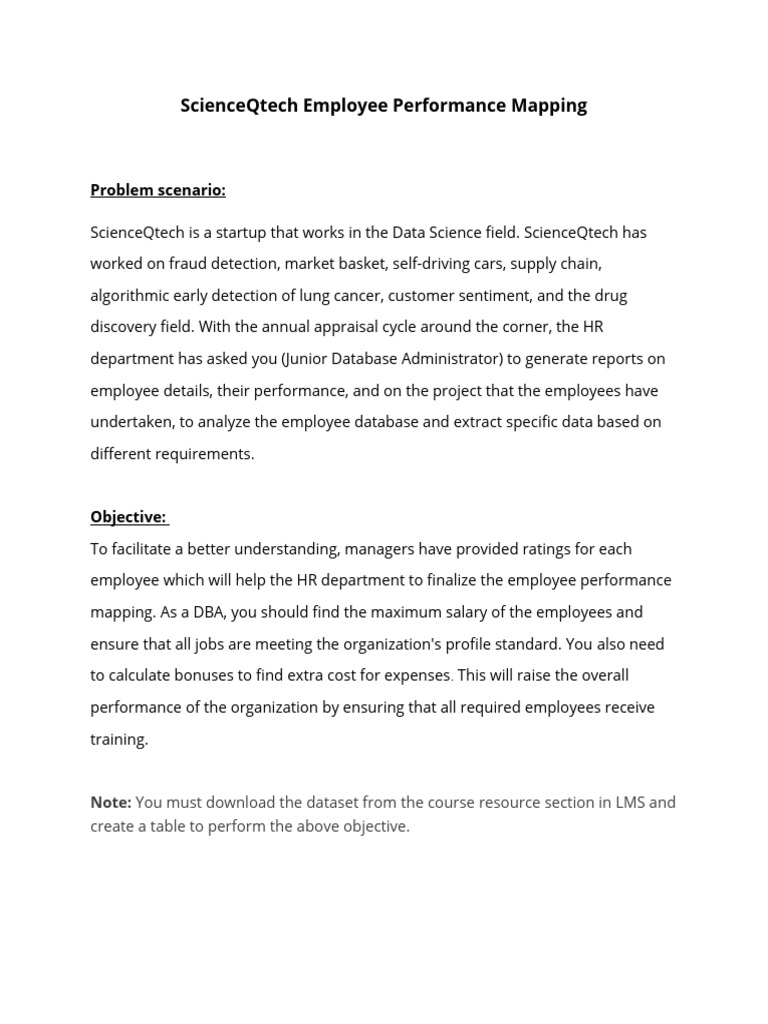 Employee Performance Dataset Analysis | PDF | Databases | Information Retrieval