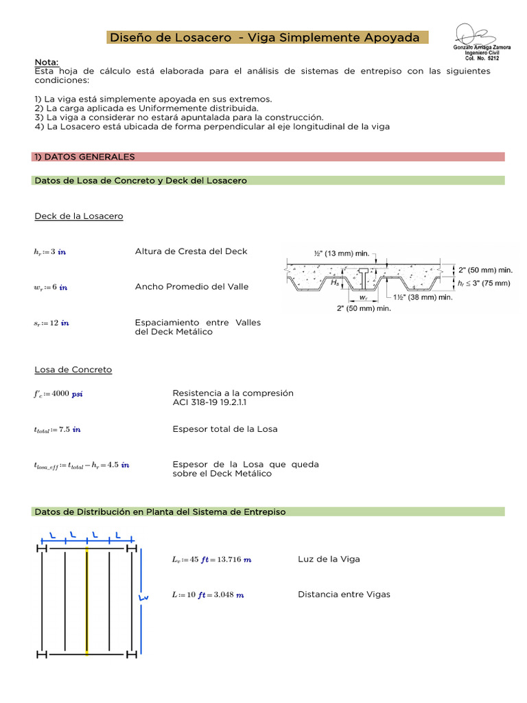 Diseño de Losacero - Viga Simplemente Apoyada GAZ | PDF | Viga (Estructura) | Doblar