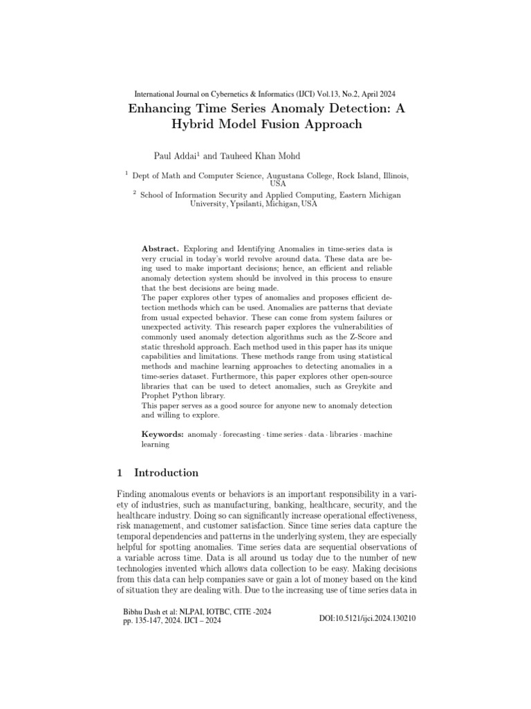 Enhancing Time Series Anomaly Detection A Hybrid Model Fusion Approach Pdf Forecasting