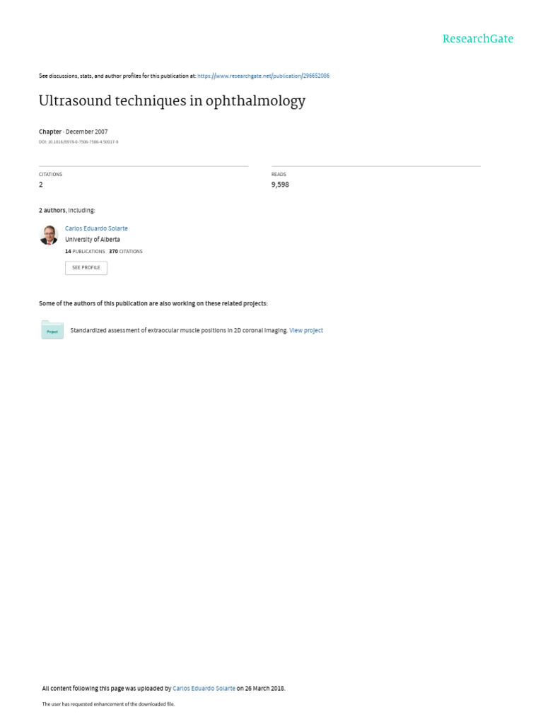 Ophthalmic Ultrasound Techniques | PDF | Medical Ultrasound | Human Eye