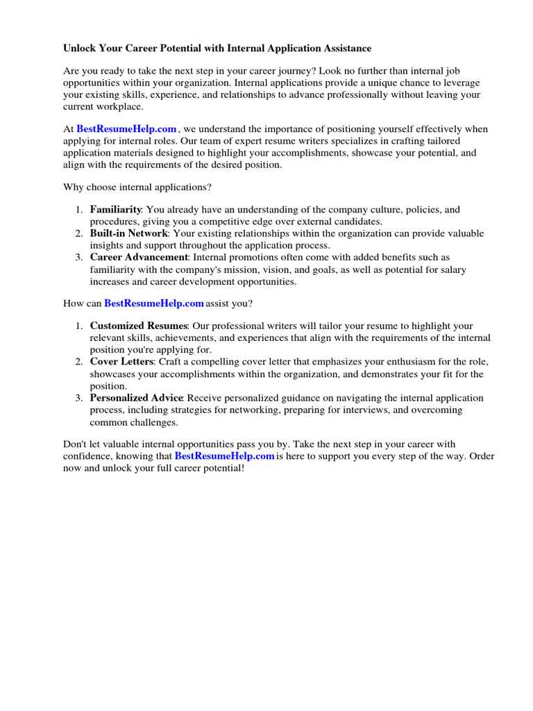 Internal Application Cover Letter | PDF | Résumé | Recruitment
