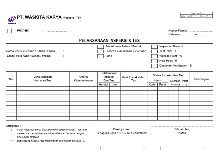 59 Prod 51 Pelaksanaan Inspeksi & Tes | PDF