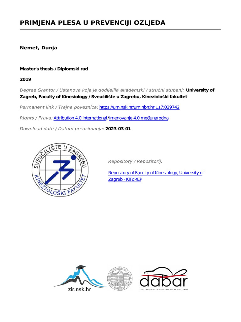 Primjena Plesa U Prevenciji Ozljeda-Nemet | PDF