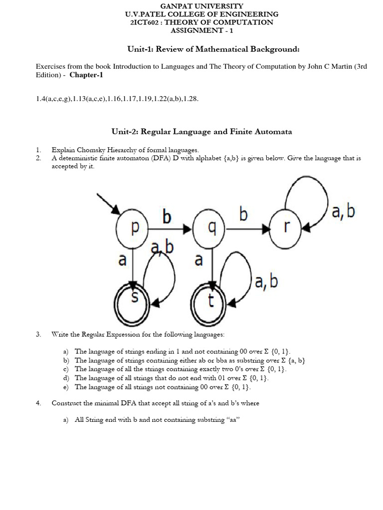 2ceit601 Toc Assignment 1 Pdf Mathematical Logic Applied Mathematics