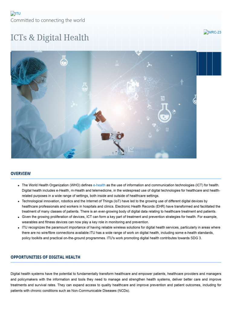 ICTs & Digital Health | Download Free PDF | Health Care | Itu T