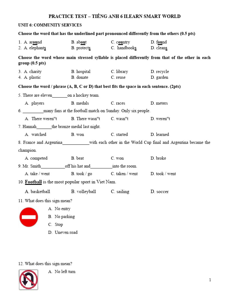 Practice Test Unit 6 and Unit 7 | PDF | Adele