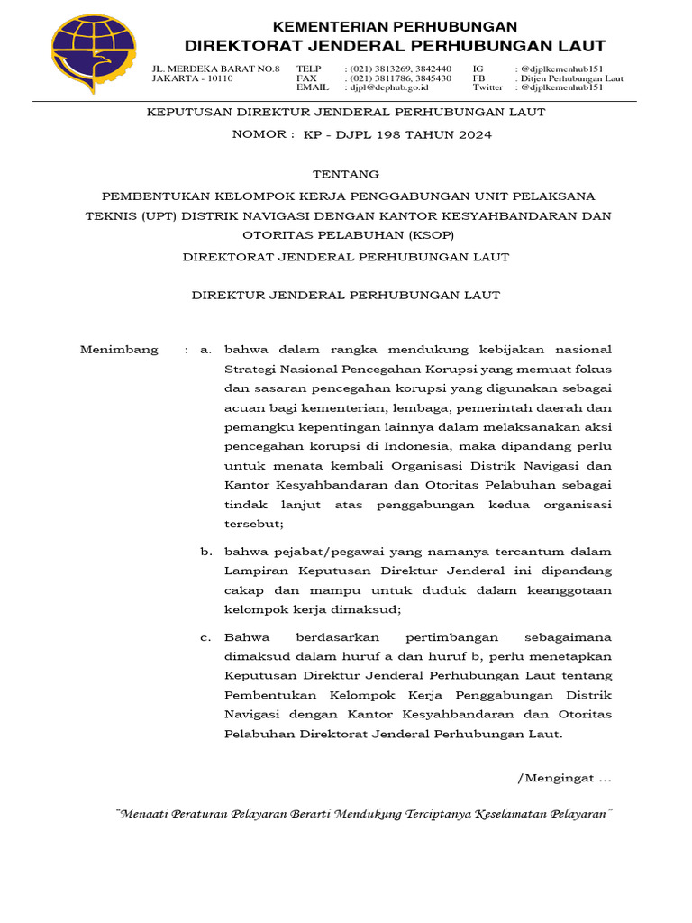 Penggabungan Disnav Dan KSOP | PDF