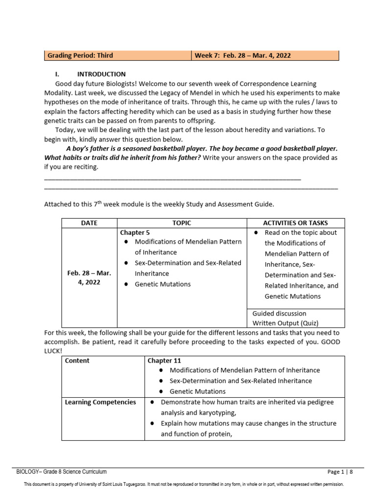Mendelian Pattern For Inheritance | PDF | Dominance (Genetics) | Heredity