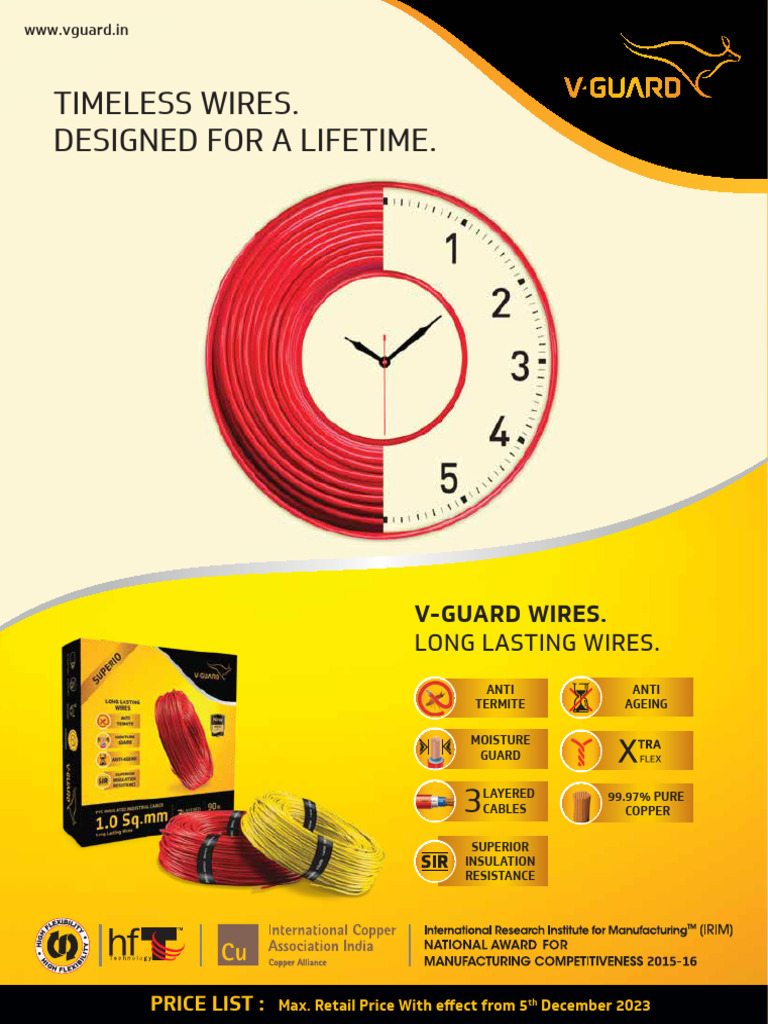 V-Guard Wire Price List 2024 | PDF | Electrical Wiring | Telecommunications