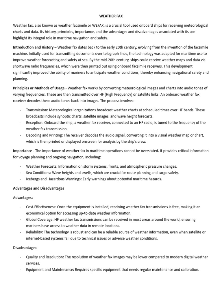 Weather Fax | PDF | Fax | Telecommunications