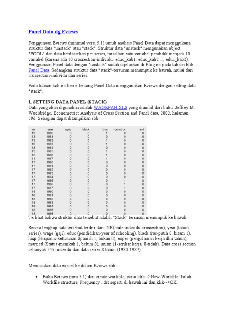 Panel Data DG Eviews 5.1 | PDF