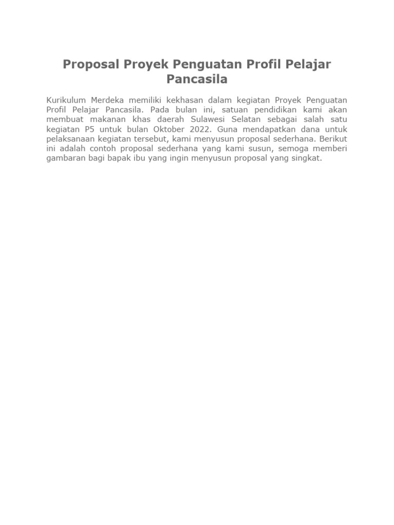 Proposal Proyek Penguatan Profil Pelajar Pancasila | PDF | Karier & Perkembangan