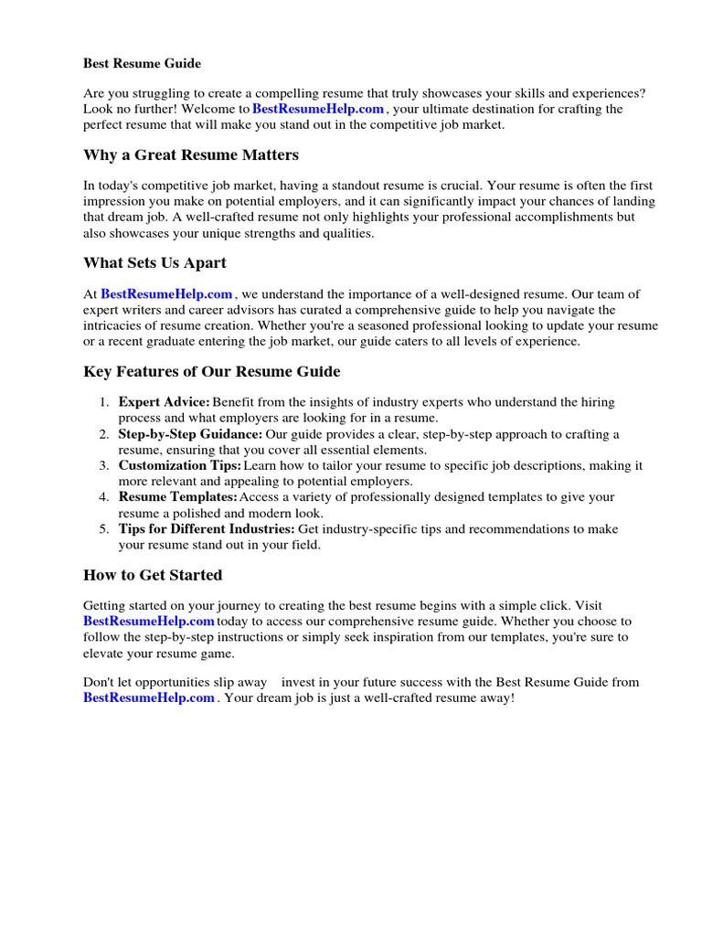Best Resume Guide | PDF | Résumé