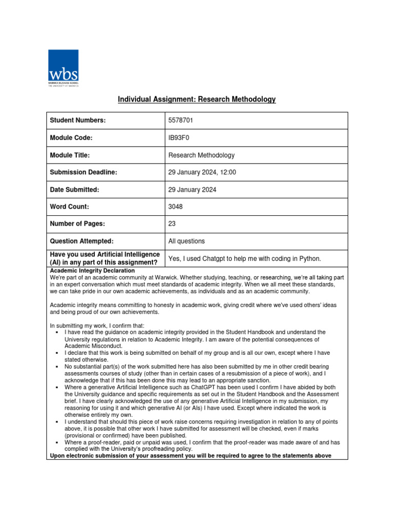 Individual Assignment 1 | PDF