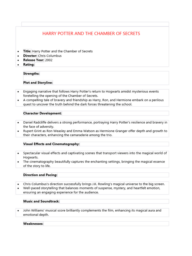 HARRY POTTER AND THE CHAMBER OF SECRETS | PDF | Harry Potter