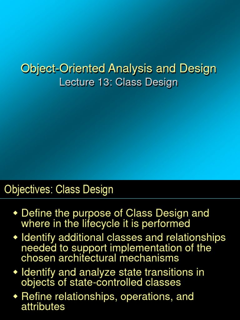 Slide 13 Classdesign Pdf Class Computer Programming Object Oriented Programming