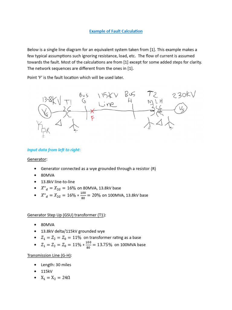 Example of Fault Calculations | PDF