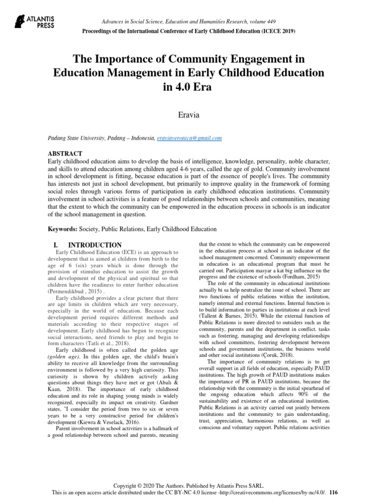 The Importance of Community Engagement in Educatio | PDF | Early ...