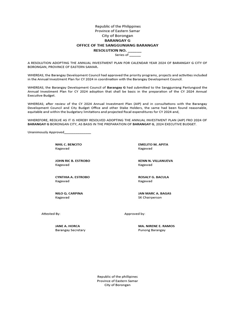 Annual Budget Resolution | PDF | Emergency Management | Local Government