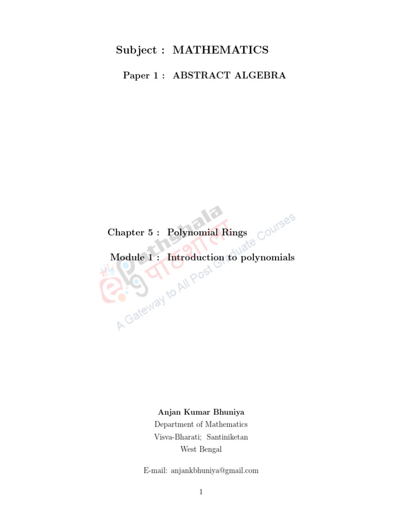 Chapter 5 Module 1 | PDF | Ring (Mathematics) | Polynomial