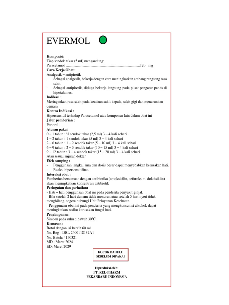 Dosis dan Informasi Evermol | PDF
