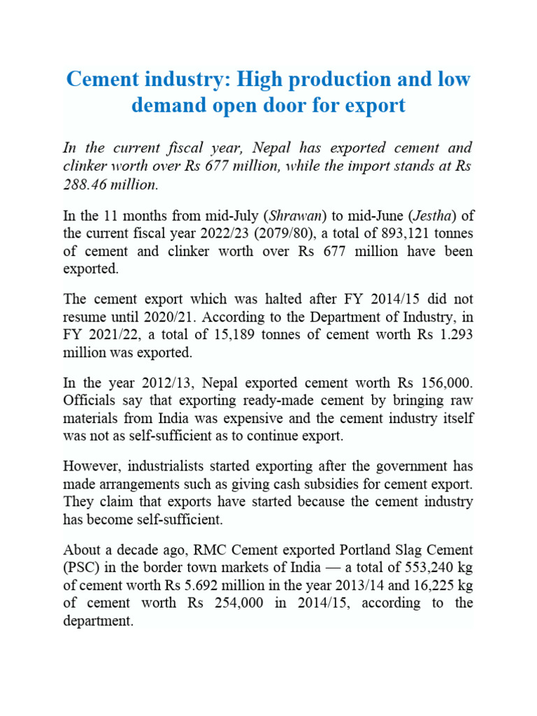 Cement industry | PDF | Cement | Economies