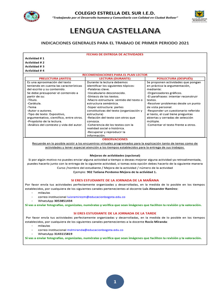Cartilla Español 10° Primer Periodo | PDF | Comunicación | Habla