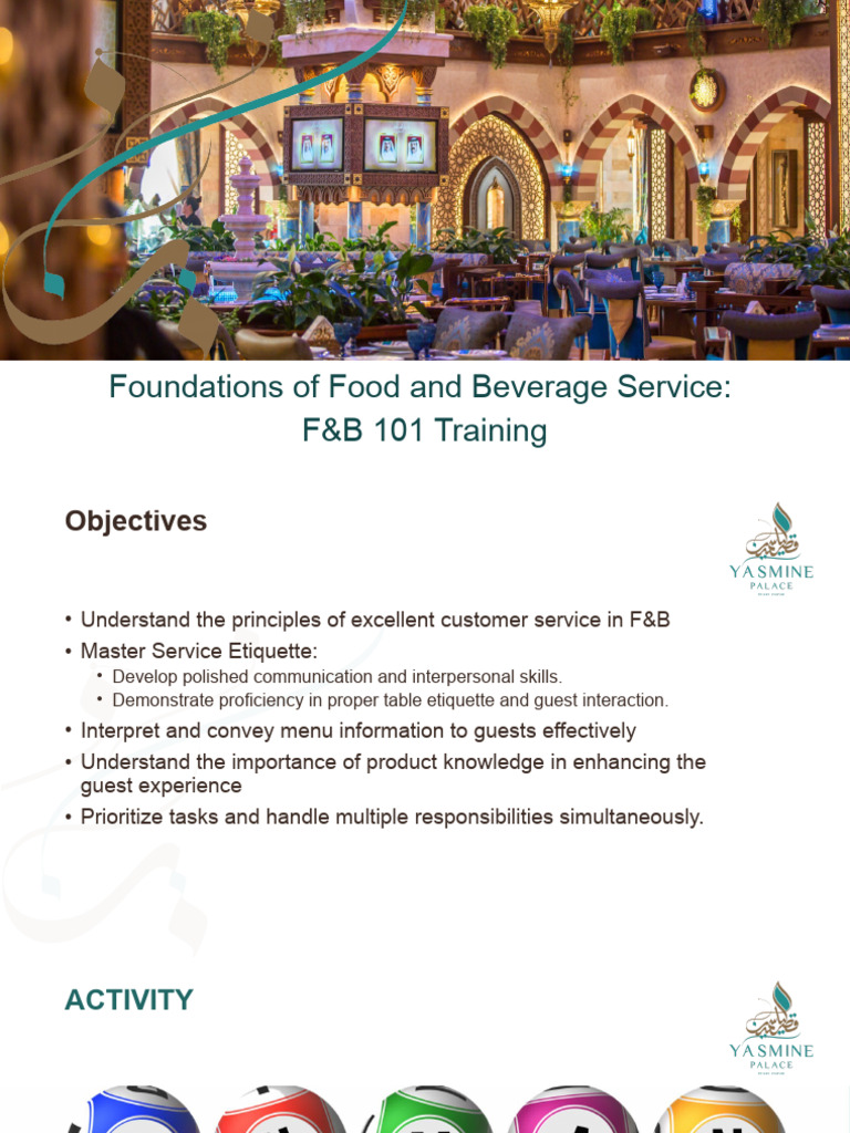 F&B SERVICE 101 | PDF | Menu | Restaurants