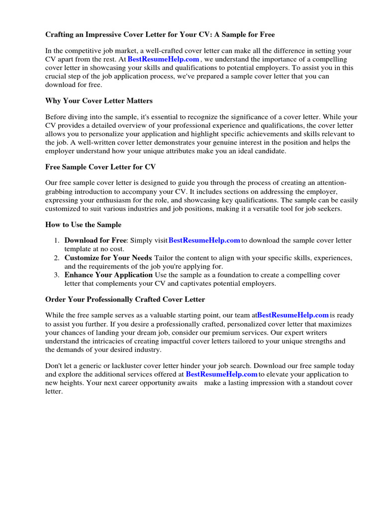 Free Cover Letter Sample for CV | PDF | Résumé
