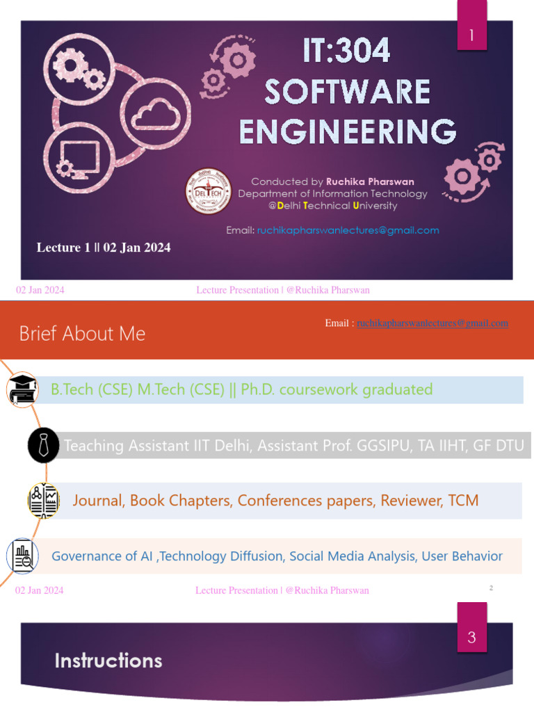 DTU SE Lectures 2024 by Ruchika Pharswan Till Mid Term | PDF | Software Development Process ...