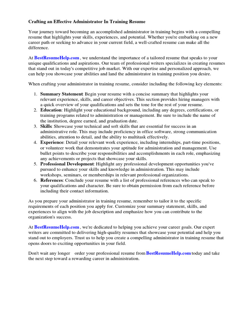 Administrator in Training Resume | PDF | Résumé | Employment