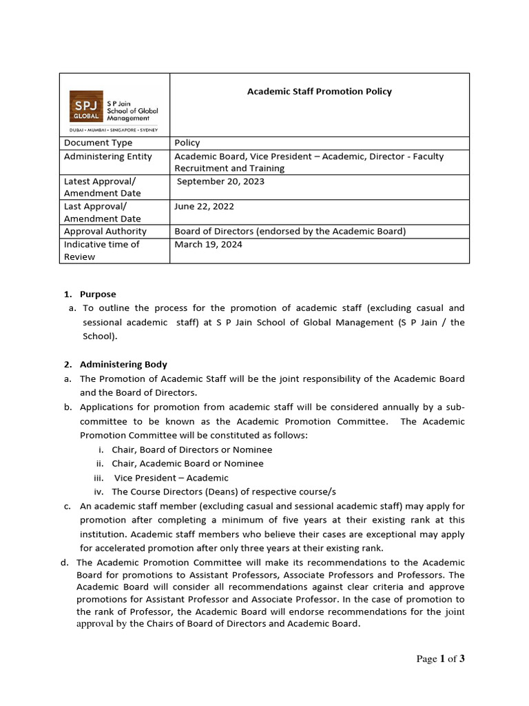Academic Staff Promotion Criteria | PDF | Doctorate | Professor