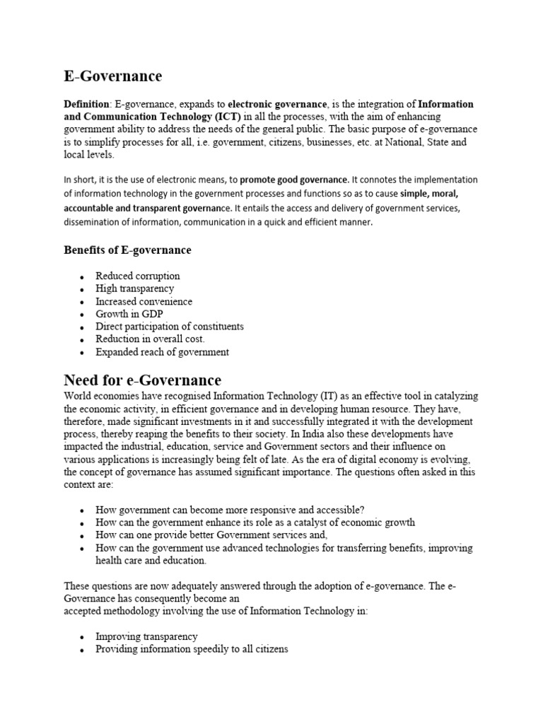 Notes Module 1 | PDF | Governance | Information And Communications ...