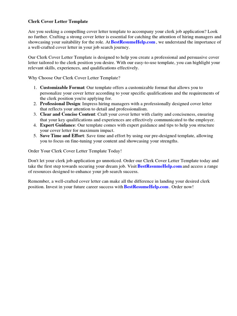 Clerk Cover Letter Template | PDF
