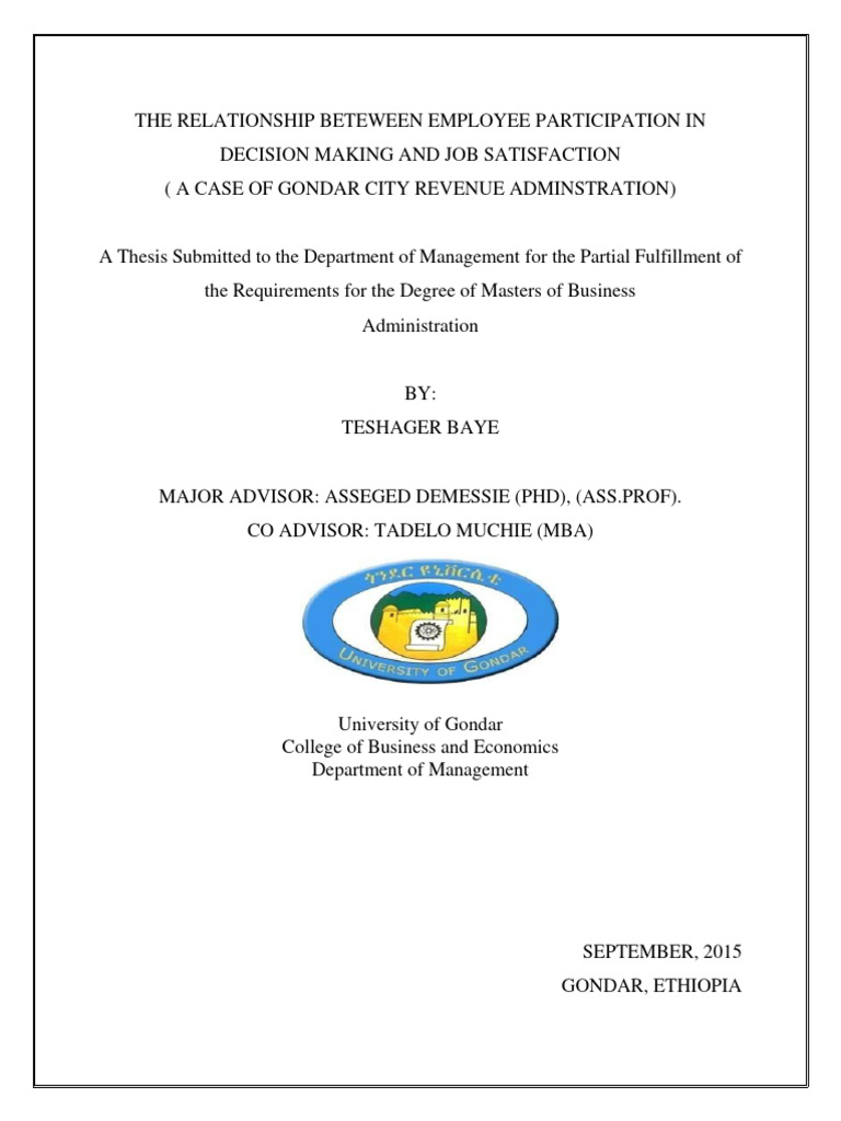 Teshager Baye Thesis | PDF | Job Satisfaction | Motivation
